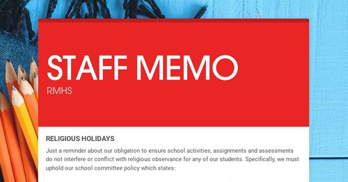 STAFF MEMO | Smore Newsletters for Education