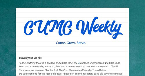 CUMC Weekly | Smore Newsletters for Education