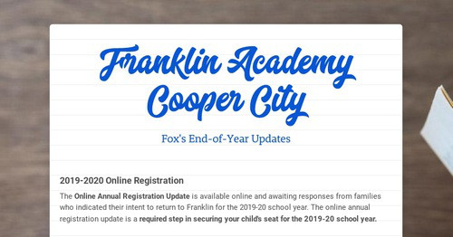 Franklin Academy Cooper City | Smore Newsletters