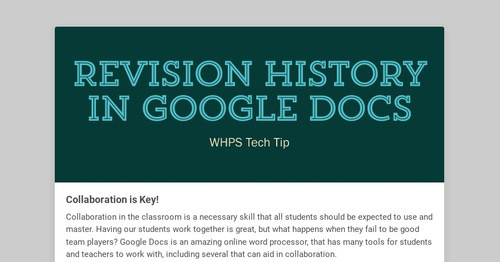 Revision History in Google Docs