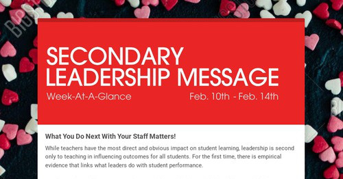 SECONDARY LEADERSHIP MESSAGE | Smore Newsletters