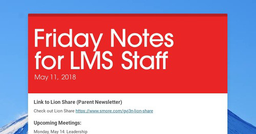 Friday Notes for LMS Staff | Smore Newsletters