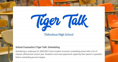 Tiger Talk | Smore Newsletters