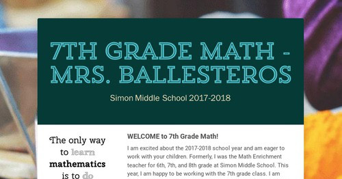 7th Grade Math - Mrs. Ballesteros | Smore Newsletters