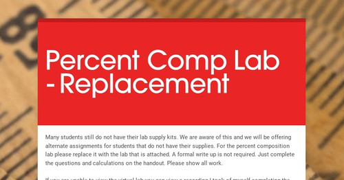 Percent Comp Lab - Replacement | Smore Newsletters