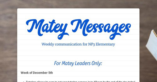 Matey Messages | Smore Newsletters for Education