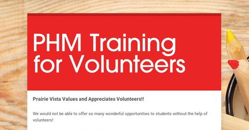 PHM Training for Volunteers | Smore Newsletters for Education