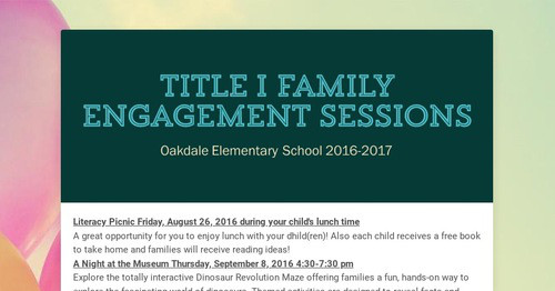 Title I Family Engagement Sessions | Smore Newsletters