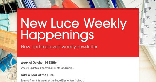 New Luce Weekly Happenings | Smore Newsletters