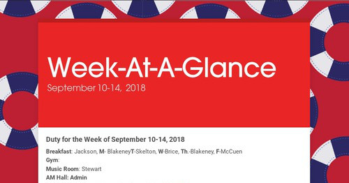 Week-At-A-Glance | Smore Newsletters for Education