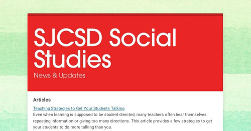 SJCSD Social Studies | Smore Newsletters