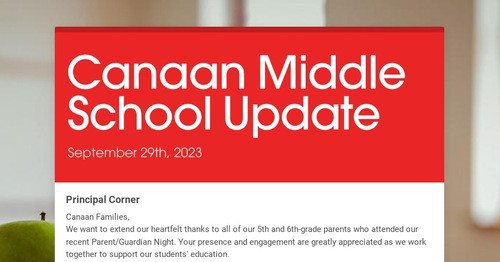Canaan Middle School Update | Smore Newsletters for Education