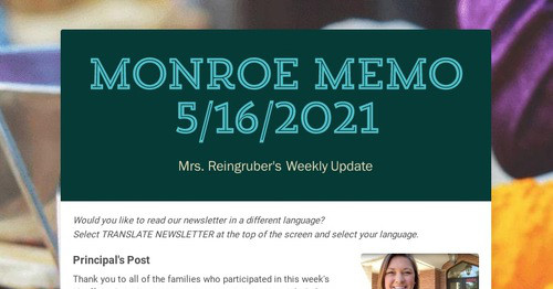Monroe Memo 5/16/2021 | Smore Newsletters
