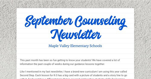 September Counseling Newsletter | Smore Newsletters