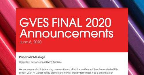 GVES FINAL 2020 Announcements