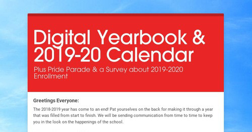 Digital Yearbook & 2019-20 Calendar | Smore Newsletters