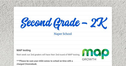 Second Grade - 2K | Smore Newsletters