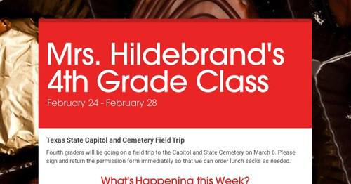 Mrs. Hildebrand's 4th Grade Class | Smore Newsletters