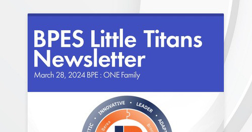 BPES Little Titans Newsletter