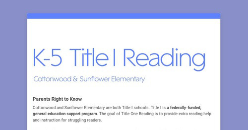 K-5 Title I Reading | Smore Newsletters for Education