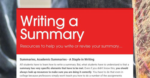 Writing a Summary | Smore Newsletters for Education