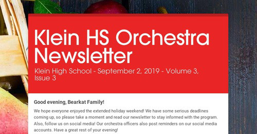 Klein HS Orchestra Newsletter | Smore Newsletters for Education