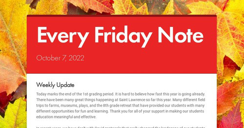 Every Friday Note | Smore Newsletters for Education