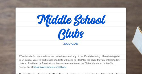 Middle School Clubs