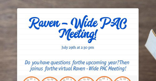 Raven - Wide PAC Meeting! | Smore Newsletters