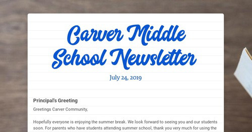 Carver Middle School Newsletter | Smore Newsletters for Education
