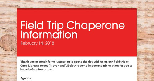 Field Trip Chaperone Information | Smore Newsletters