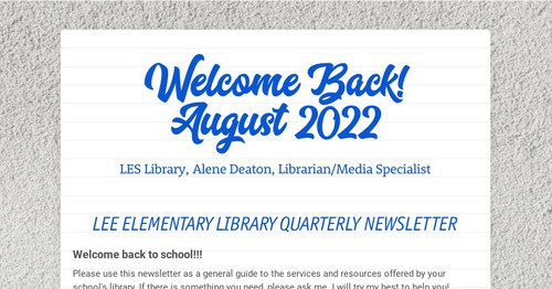 Welcome Back! August 2022