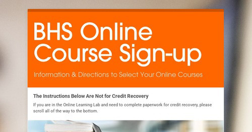 BHS Online Course Sign-up