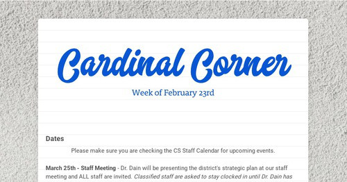 Cardinal Corner | Smore Newsletters