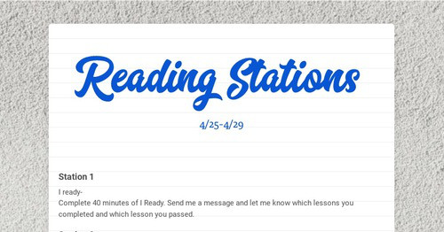 Reading Stations | Smore Newsletters
