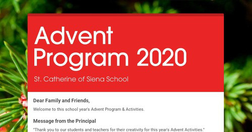 Advent Program 2020 | Smore Newsletters