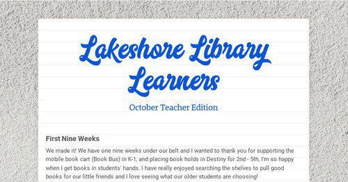 Lakeshore Library Learners | Smore Newsletters