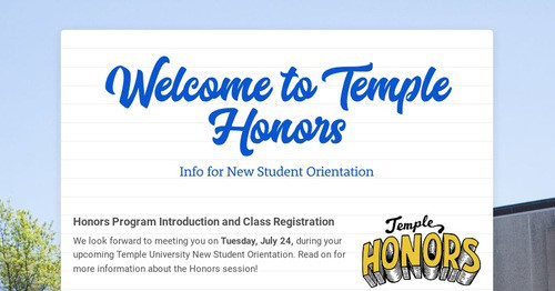 Welcome to Temple Honors | Smore Newsletters for Education