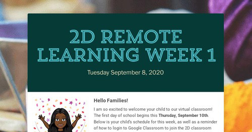 2D Remote Learning Week 1 | Smore Newsletters