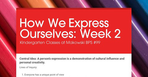 How We Express Ourselves: Week 2 | Smore Newsletters for Education
