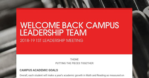 WELCOME BACK CAMPUS LEADERSHIP TEAM | Smore Newsletters