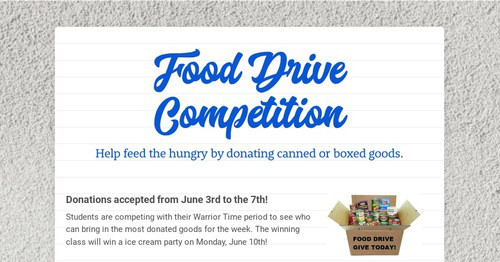 Food Drive Competition | Smore Newsletters