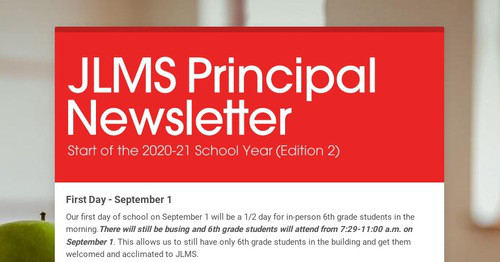 JLMS Principal Newsletter | Smore Newsletters
