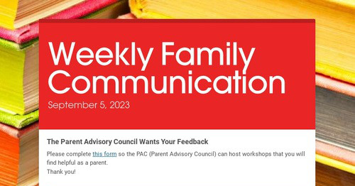 Weekly Family Communication | Smore Newsletters for Education