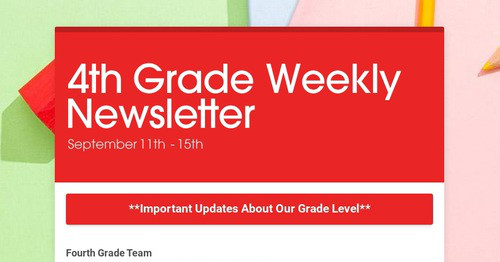 4th Grade Weekly Newsletter | Smore Newsletters