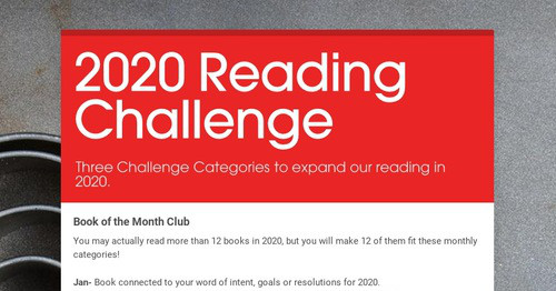 2020 Reading Challenge | Smore Newsletters