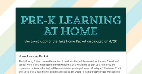 Pre-K Learning At Home | Smore Newsletters