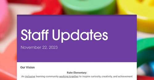 Staff Updates | Smore Newsletters for Education