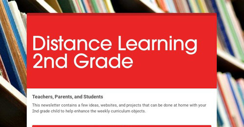 Distance Learning 2nd Grade | Smore Newsletters