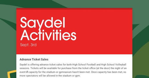 Saydel Activities | Smore Newsletters